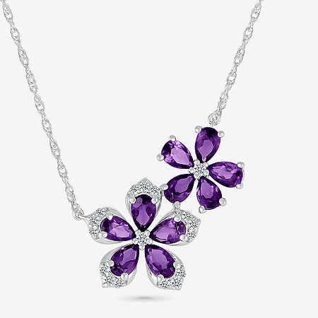 Click here for Womens Genuine Purple Amethyst Sterling Silver Flo... prices