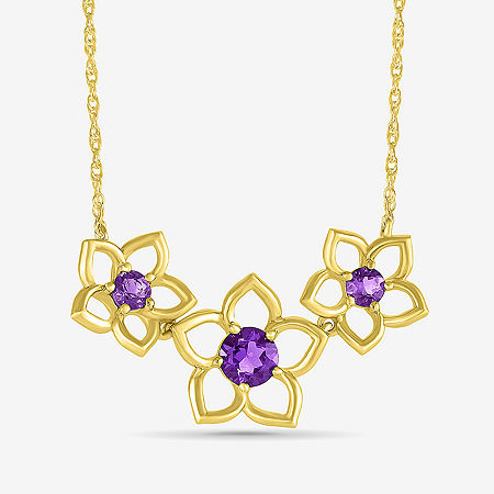 Click here for Womens Genuine Purple Amethyst 10K Gold Flower 18... prices