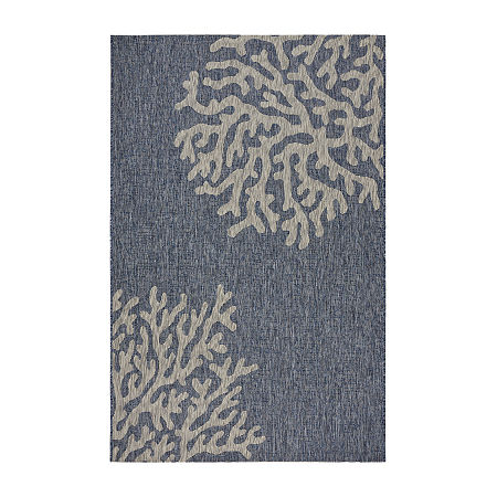Lr Home Nassau NASS810B 5 x 7 Outdoor Area Rug - Navy  Gray