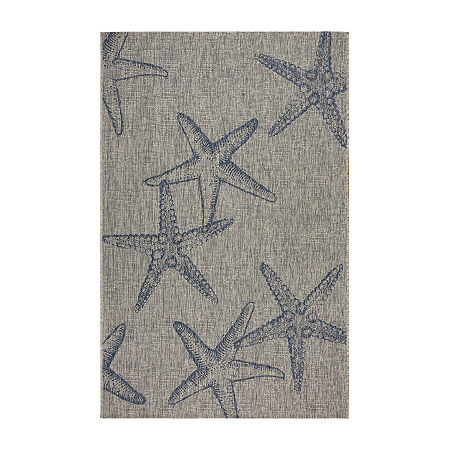 Closeout! Lr Home Nassau NASS810C 5 x 7 Outdoor Area Rug - Gray  Navy