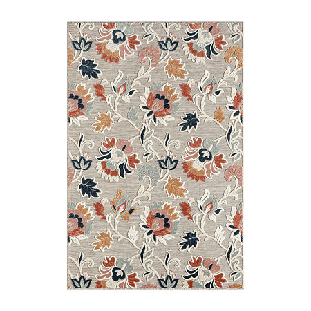 Closeout! Lr Home Vance-10C 79 x 99 Outdoor Area Rug - Gray  Beige