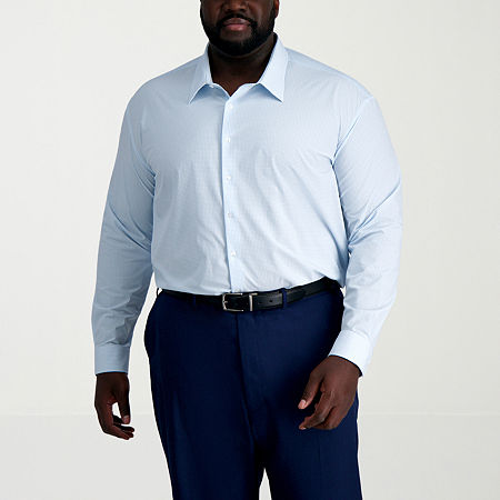 Big & Tall Haggar Mens Smart Wash Classic Fit Dress Shirt - Blue Graphic Check