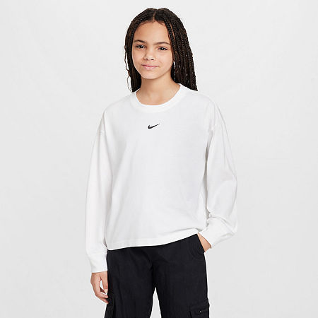 Nike Big Girls Sportswear Essential Long-Sleeve T-Shirt - White