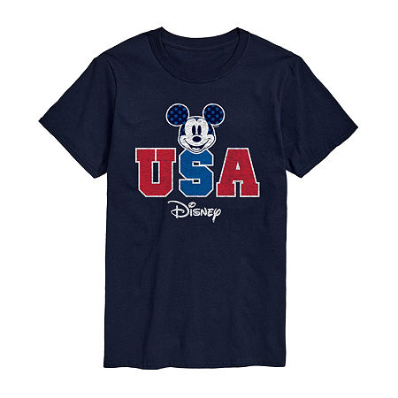 Airwaves Mens Disney Mickey Mouse Usa Short Sleeve T-Shirt - Blue