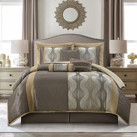 Stratford Park Kath 7-Piece Comforter Set  Queen - Gold