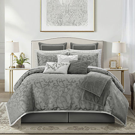 Stratford Park Johnella Paisley 14-Pc. Comforter Set  California King - Gray