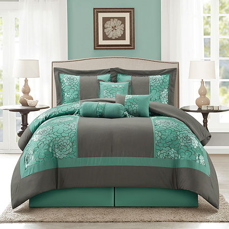 Stratford Park Sibyl Jacquard 7-Pc. Comforter Set  California King - Aqua