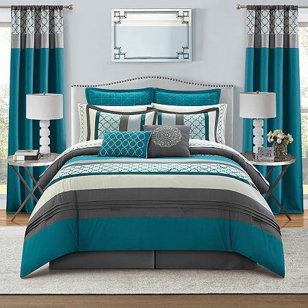 Stratford Park Avalon Geometric 16-Pc. Comforter Set  King - Gray