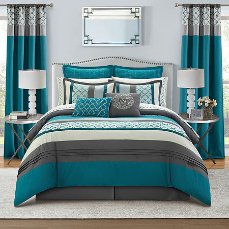 Stratford Park Avalon Geometric 16-Pc. Comforter Set  King - Gray