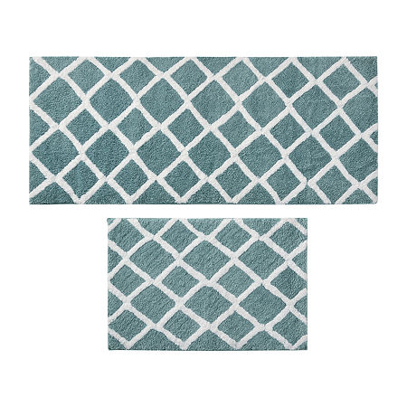 Madison Park Bittman Tufted Reversible Microfiber Bath Rug  24 x 60 - Aqua