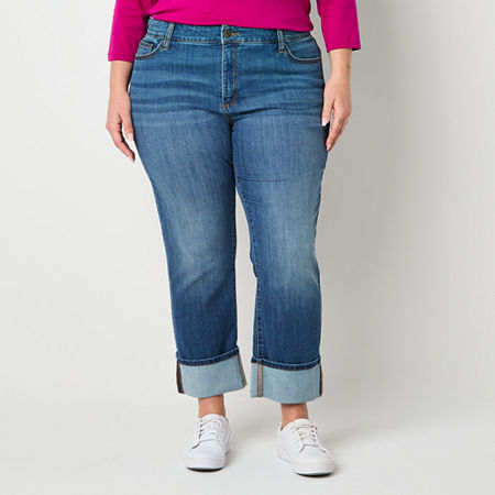 Click here for St. Johns Bay Plus Womens Mid Rise Wide Cuff Strai... prices