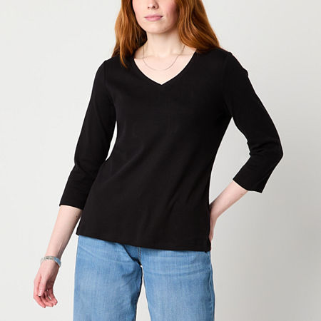 Click here for St. Johns Bay Womens V Neck 3/4 Sleeve T-Shirt  Xx... prices