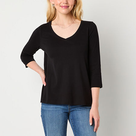Click here for St. Johns Bay Womens Easy-on + Easy-off V Neck 3/4... prices