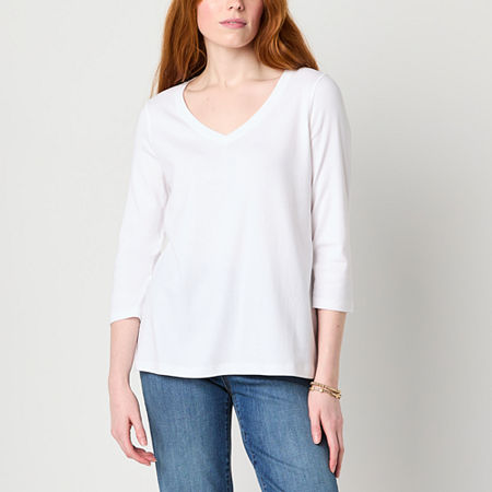 Click here for St. Johns Bay Womens Easy-on + Easy-off V Neck 3/4... prices