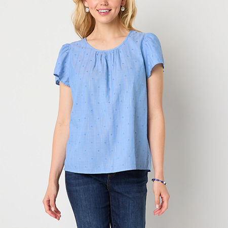 Click here for St. Johns Bay Womens Keyhole Neck Short Sleeve Blo... prices