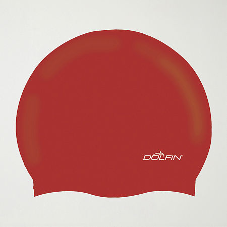 Dolfin Solid Silicone Swim Cap  One Size  Red