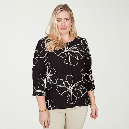 Click here for Alfred Dunner Detail Driven Womens Crew Neck 3/4 S... prices