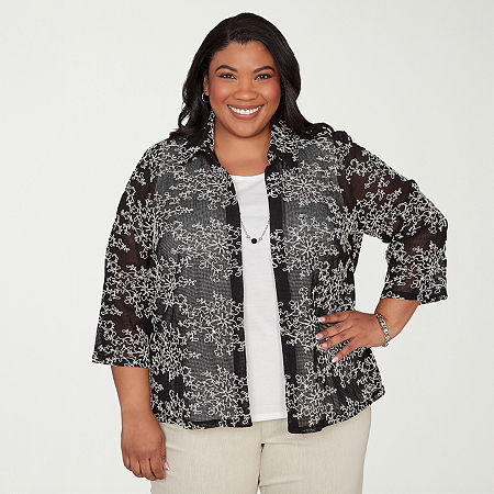 Click here for Alfred Dunner Detail Driven Womens Plus Roll 3/4 S... prices