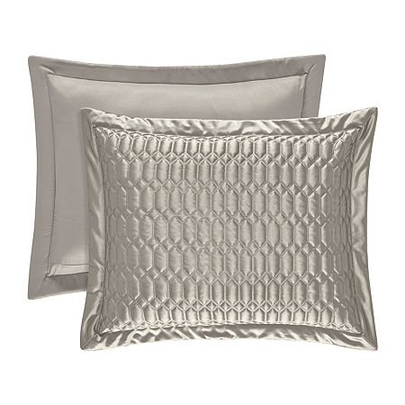 J Queen New York Satinique Quilted Sham  King - Silver