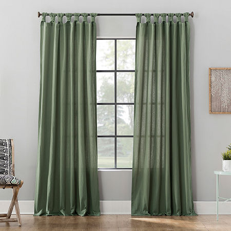 Washed Cotton Twist Tab Curtain - Moss Green