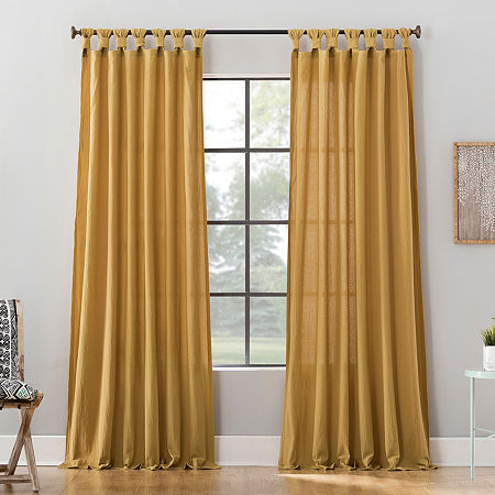 Washed Cotton Twist Tab Curtain - Mustard Yellow