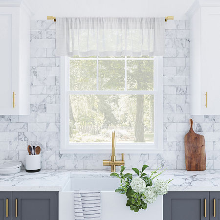 Slub Textured Linen Blend Cafe Curtain Valance - White