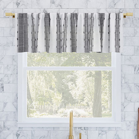 Slub Texture Stripe Cotton Cafe Curtain Valance - Dark Gray