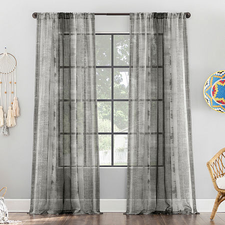 Shibori Stripe Linen Blend Curtain - Gray