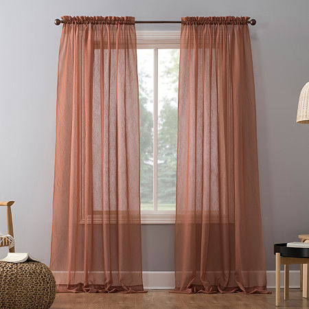 Crushed Sheer Voile Rod Pocket Curtain Panel - Cedar