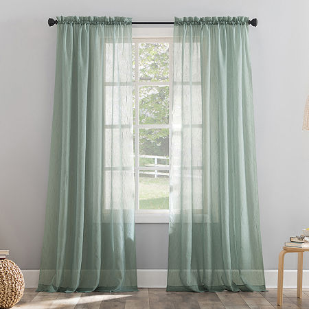 Crushed Sheer Voile Rod Pocket Curtain Panel - Mineral