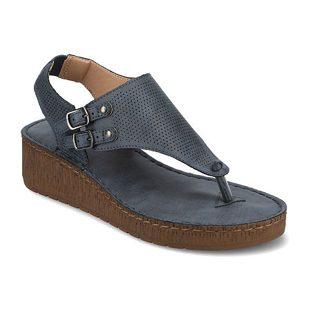 Journee Collection Womens Mckell Wedge Sandals - Blue