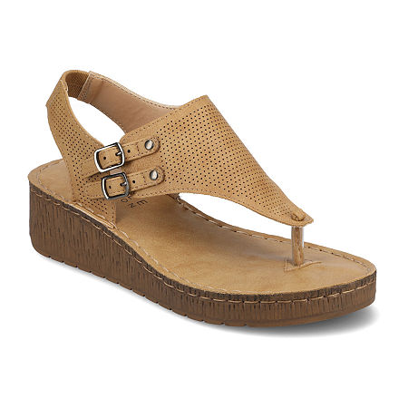 Journee Collection Womens Mckell Wedge Sandals - Tan