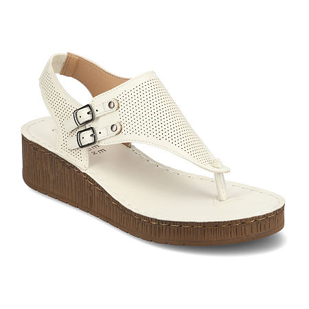 Journee Collection Womens Mckell Wedge Sandals - White