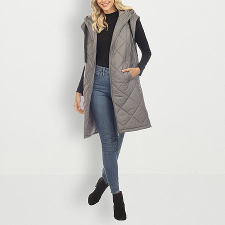 Click here for Womens White Mark Diamond Quilted Hooded Puffer Ve... prices