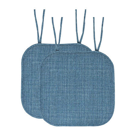 Sweet Home Collection Aria Memory Foam Non-Slip Chair Cushion with Ties  One Size  Blue