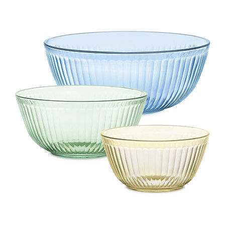 Click here for Pyrex Sculpted Tinted 3-pc. Glass Mixing Bowl Set... prices