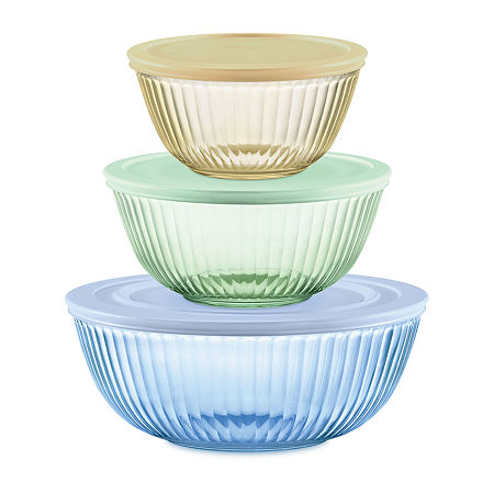 Click here for Pyrex Sculpted Tinted 6-pc. Glass Mixing Bowl Set... prices