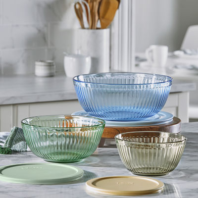 Pyrex Sculpted Tinted 6-pc. Glass Mixing Bowl Set, Color: Multi - JCPenney