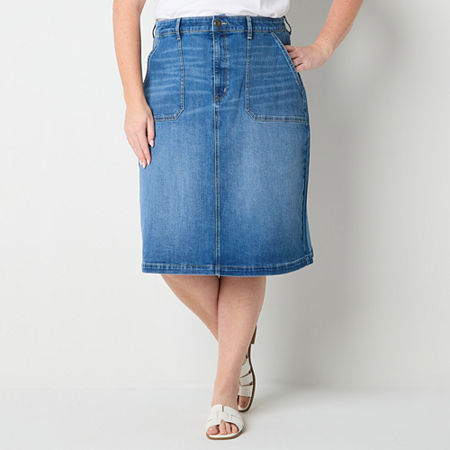 Click here for St. Johns Bay Womens Plus Denim Skirt  16w  Blue prices