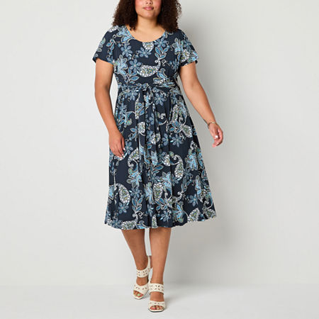 Click here for Robbie Bee Womens Plus Short Sleeve Paisley Midi F... prices