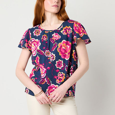 Click here for St. Johns Bay Womens Keyhole Neck Short Sleeve Blo... prices
