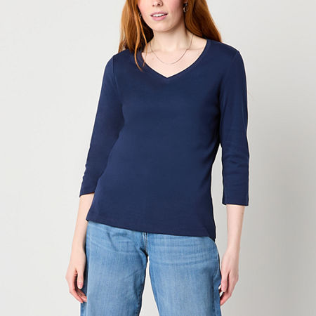 Click here for St. Johns Bay Womens V Neck 3/4 Sleeve T-Shirt  X-... prices