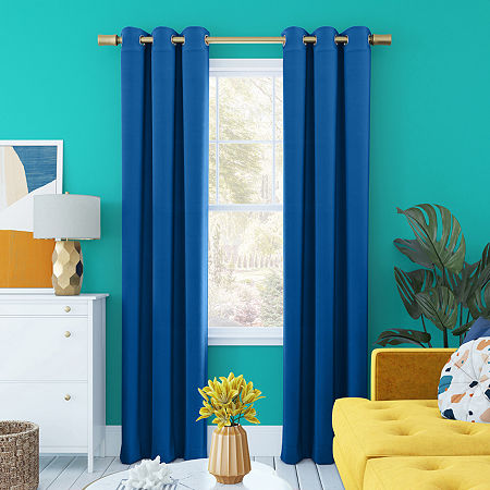 Harper Bright Vibes 100 Blackout Grommet Curtain Panel - Open Blue