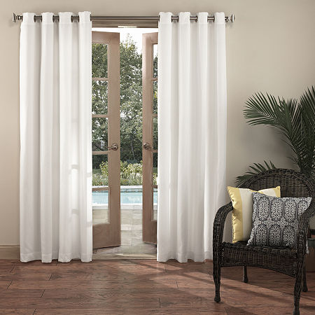 Sailor Indoor/Outdoor Uv Protectant Room Darkening Grommet Curtain Panel - White