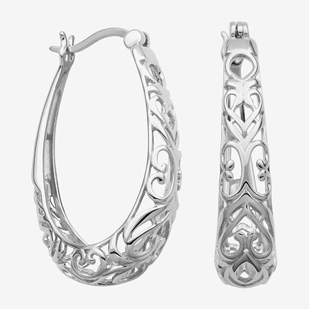 Click here for Womens Sterling Silver 32.2mm Hoop Earrings  One S... prices
