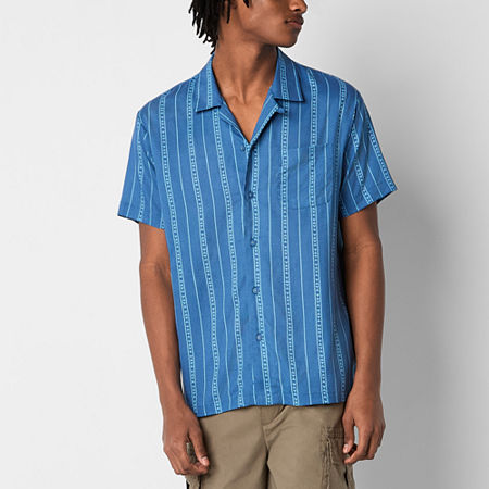 Click here for Mens Short Sleeve Striped Button-Down Shirt  Mediu... prices