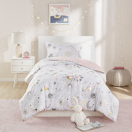 Intelligent Design Celia Starry Sky Metallic 4-Pc. Comforter Set  Full/Queen - Blush  Gold-Tone
