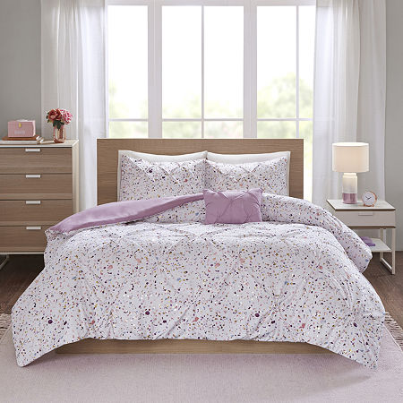 Intelligent Design Abby Pintucked Metallic 3-Pc. Duvet Cover Set  Twin/Twin Xl - Plum