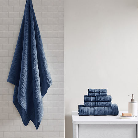 Madison Park Essentials Adrien Super-Soft Cotton 6-Pc. Bath Towel Set - Blue