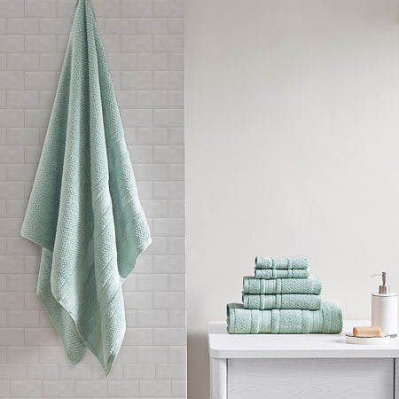 Madison Park Essentials Adrien Super-Soft Cotton 6-Pc. Bath Towel Set - Seafoam